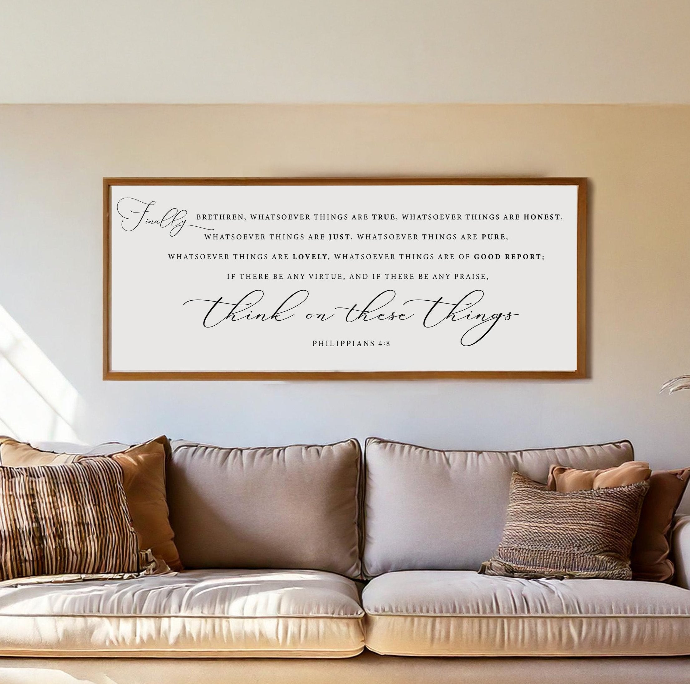 Think On These Things | Scripture Sign | Philippians 4:8 – Forever Written